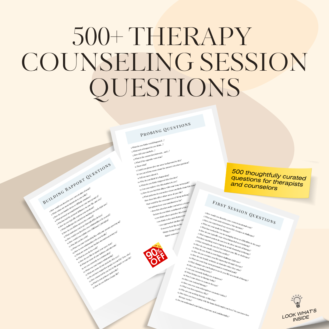 500+ Therapy Counseling Session Questions Interventions Therapist Tool ...